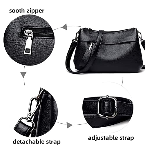 EDIWER Crossbody Bag for Women Stylish Vintage Shoulder Bag Waterproof Satchel Multi-pockets Handbag with Detachable Strap