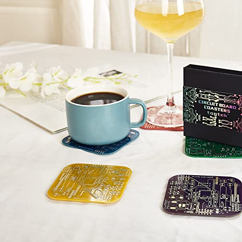 Coasters for Drinks in PCB-Design Green Coasters Decor with Immersion Gold Circuit Board Coasters for Coffee Table Bar Office Tech Gifts for Boyfriend Gamer Geek Engineer Dad Men (2 x Green/Pack)