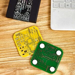 Coasters for Drinks in PCB-Design Green Coasters Decor with Immersion Gold Circuit Board Coasters for Coffee Table Bar Office Tech Gifts for Boyfriend Gamer Geek Engineer Dad Men (2 x Green/Pack)