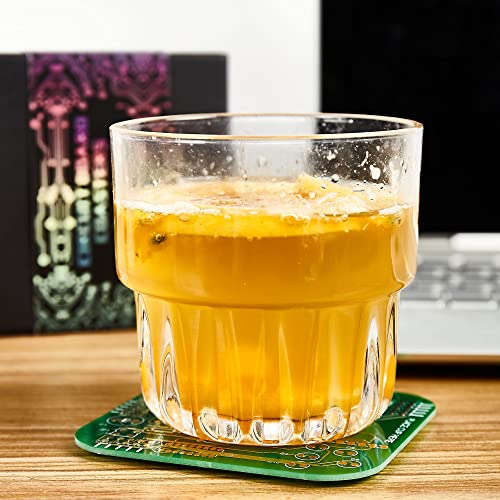 Coasters for Drinks in PCB-Design Green Coasters Decor with Immersion Gold Circuit Board Coasters for Coffee Table Bar Office Tech Gifts for Boyfriend Gamer Geek Engineer Dad Men (2 x Green/Pack)