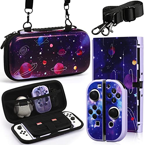 Weewooday Carrying Case Compatible with Nintendo Switch OLED, Hard Shell Protective Cover Travel Bag with 12 Game Card Slots Compatible with Switch Console and Accessories