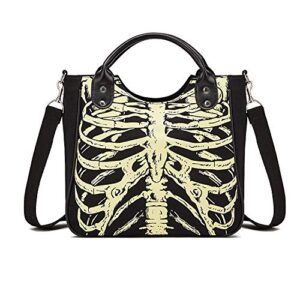 goth purse grunge skeleton messenger bag y2k backpack gothic punk shoulder satchels alt school handbag (black)