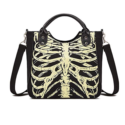 Goth Purse Grunge Skeleton Messenger Bag Y2K Backpack Gothic Punk Shoulder Satchels Alt School Handbag (Black)