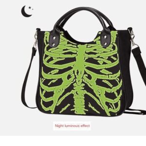 Goth Purse Grunge Skeleton Messenger Bag Y2K Backpack Gothic Punk Shoulder Satchels Alt School Handbag (Black)