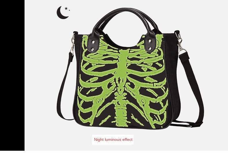 Goth Purse Grunge Skeleton Messenger Bag Y2K Backpack Gothic Punk Shoulder Satchels Alt School Handbag (Black)