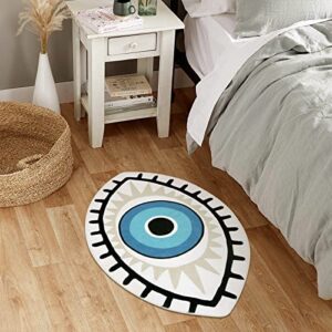 Beeiva Cute Evil Eye Area Rug, 2x3 Small Rug for Bedroom Entryway, Door Mat Accent Throw Rugs Washable Non-Slip Indoor Floor Carpet for Kitchen Kids Room Bathroom Front Door（White/Multi）