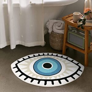 Beeiva Cute Evil Eye Area Rug, 2x3 Small Rug for Bedroom Entryway, Door Mat Accent Throw Rugs Washable Non-Slip Indoor Floor Carpet for Kitchen Kids Room Bathroom Front Door（White/Multi）