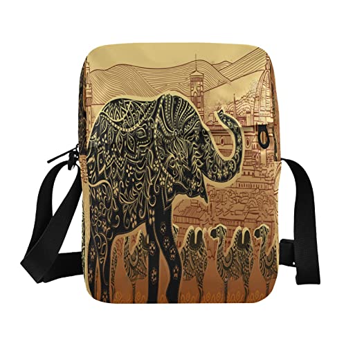 Silhouette Elephant Camel Ethnic Crossbody Bag For Women And Men Shoulder Bag Hobo Bag With Multiple Pockets Messenger Shoulder Bags