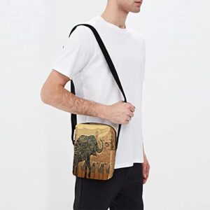 Silhouette Elephant Camel Ethnic Crossbody Bag For Women And Men Shoulder Bag Hobo Bag With Multiple Pockets Messenger Shoulder Bags