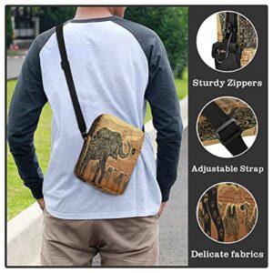 Silhouette Elephant Camel Ethnic Crossbody Bag For Women And Men Shoulder Bag Hobo Bag With Multiple Pockets Messenger Shoulder Bags