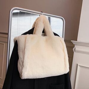 Fluffy Tote Bag for Women Plush Shoulder Fashion Autumn Winter Luxury Faux Fur Soft Girls Fuzzy Purse Overlarge Hobo Handbag