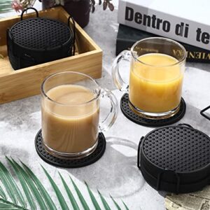 24 Pcs Silicone Coasters with 4 Holder, Drink Coasters Anti Slip Base Heat Resistant Coasters for Glass, Wood Tables, Dishwasher Safe Fits Drinking Glasses