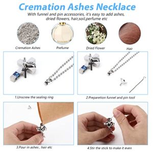 KKUYT Cremation Urn Necklace for Ashes-6 PCS Cremation Jewelry for Ashes, Cubic Heart Cross Keepsake Locket Ashes Necklace Stainless Steel Urn Necklace Pendant Memorial Jewelry Gifts for Men/Women