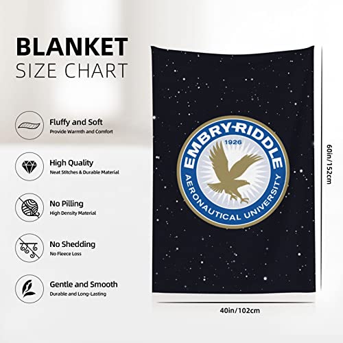 Embry-Riddle Aeronautical University Flannel Throw Blanket, 40x60 Inches Soft Blanket for Couch, Cozy, Warm ，All Season.