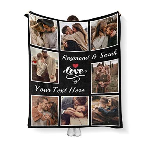 Sycamo Custom Blanket with Photos, Gifts for Girlfriend Gifts for Boyfriend, for Couples Family, Personalized Throw Blanket for Christmas Birthday Valentine's Day Anniversary