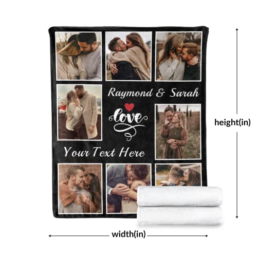 Sycamo Custom Blanket with Photos, Gifts for Girlfriend Gifts for Boyfriend, for Couples Family, Personalized Throw Blanket for Christmas Birthday Valentine's Day Anniversary