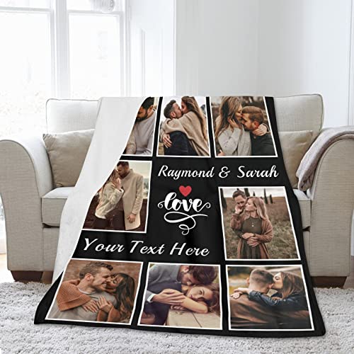 Sycamo Custom Blanket with Photos, Gifts for Girlfriend Gifts for Boyfriend, for Couples Family, Personalized Throw Blanket for Christmas Birthday Valentine's Day Anniversary