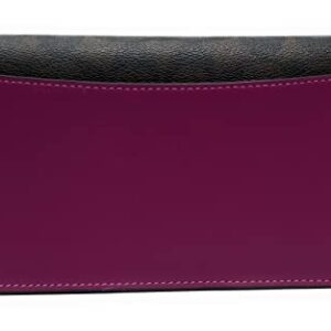 COACH Women's Anna Foldover Crossbody Clutch (Signature Canvas - Brown - Dark Magenta)