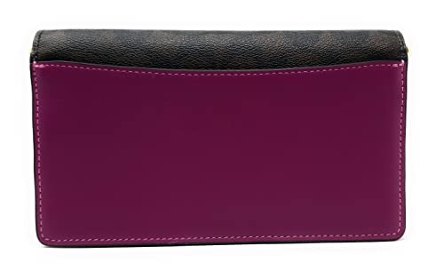 COACH Women's Anna Foldover Crossbody Clutch (Signature Canvas - Brown - Dark Magenta)