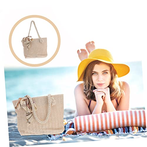 COLLBATH Bag bag Large for Weave Bag Travel Hand-woven Female Girls Holiday Women Fashion Straw Woman Simple Handbag Hand Beach Party Trendy Bow Bohemia Woven Shoulder Capacity