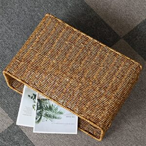 Cabilock Woven Magazine Basket Natural Narrow Magazine Wicker Basket Magazine Storage Bin Rattan Magazine Holder with Handle for Home Office