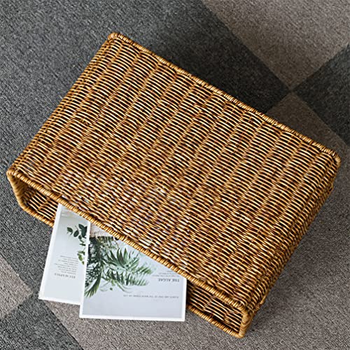 Cabilock Woven Magazine Basket Natural Narrow Magazine Wicker Basket Magazine Storage Bin Rattan Magazine Holder with Handle for Home Office