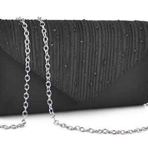 TINDTOP Clutch Purses for Women, Formal Evening Clutch Bags Sparkling Shoulder Envelope Party Handbags Wedding Cocktail Prom Clutches (Black)