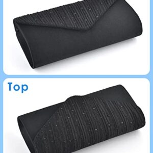 TINDTOP Clutch Purses for Women, Formal Evening Clutch Bags Sparkling Shoulder Envelope Party Handbags Wedding Cocktail Prom Clutches (Black)