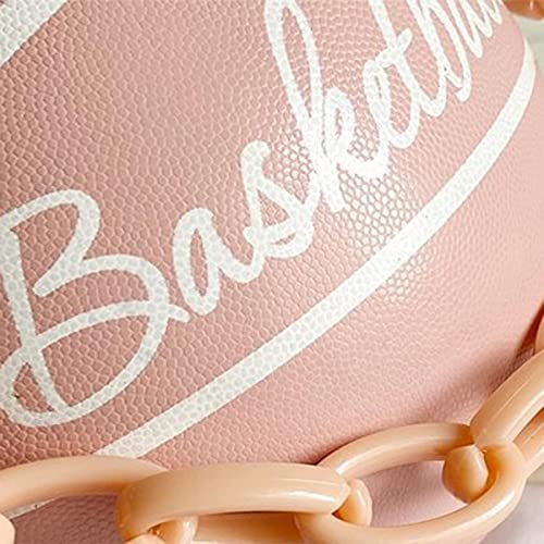 Sunlucky Women Basketball Shaped Shoulder Handbag Cute Mini Crossbody Bag Girls Messenger Tote PU Leather Round Purse (Pink, One Size)