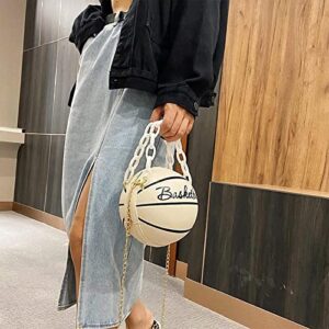 Sunlucky Women Basketball Shaped Shoulder Handbag Cute Mini Crossbody Bag Girls Messenger Tote PU Leather Round Purse (Pink, One Size)