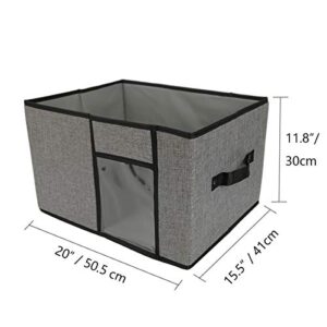 Tuokor Large Fabric Storage Bins with Lid, 2 Handles and Clear Window, 20x16x12 inches (LxWxH) Washable Foldable Storage Shelf-Basket Cube Box 3-Pack, Gray