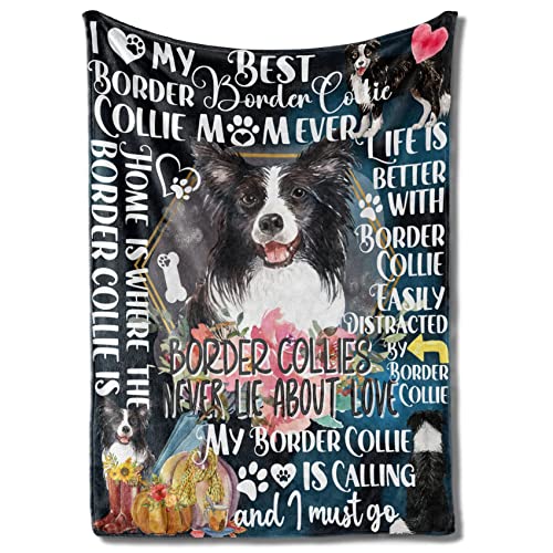 Border Collie Gifts, Border Collie Blanket for Border Collie Mom & Dad, Cute & Unique Border Collie Design, Throw Blanket Gifts for Dog Lovers, Family, Friends, Flannel Plush Blankets - 50"x 65"