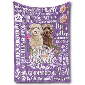 huglanket goldendoodle gifts, goldendoodle blanket for goldendoodle mom, cute & unique goldendoodle design, throw blanket gifts for dog lovers, family, friends, flannel plush blankets – 50″x 65″