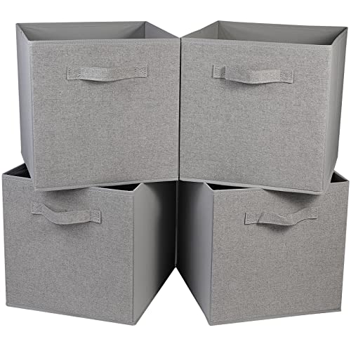 OVAKIA Storage Cube Organizer 4 Pack Collapsible Closet Bins with Handle Fabric Storage Boxes for Clothing Organization Shelf Basket for Bedroom Living Room Playroom