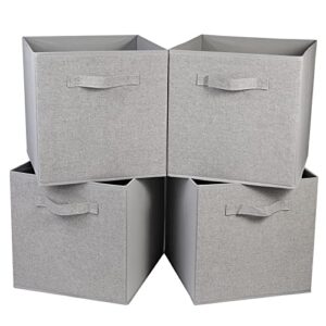 bomkee collapsible storage bins, closet organizers and storage cubes clothings and toys storage baskets with handles (set of 4, 12*12*12inch)