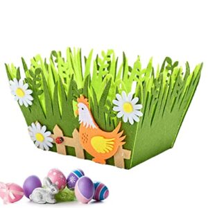 HEPVET Easter Egg Baskets,Non-Woven Fabric Square Small Empty Baskets, Square Easter Baskets Easter Woven Basket Easter Eggs Hunt Basket for Party Gifts Candy Gifts Storage