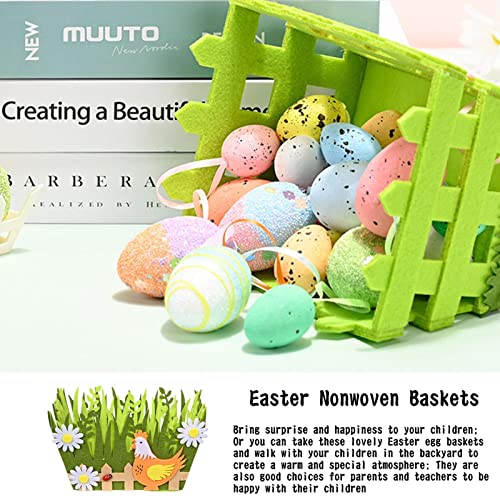 HEPVET Easter Egg Baskets,Non-Woven Fabric Square Small Empty Baskets, Square Easter Baskets Easter Woven Basket Easter Eggs Hunt Basket for Party Gifts Candy Gifts Storage