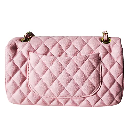 MIDUNU Crossbody Bags for Women Handbags Leather Shoulder Bag Ladies Purse Evening Wallets Luxury Quilted Satchels (Pink Quilted Bag)