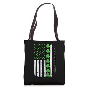 vintage america-n us-a flag, shamrock green-clover boy girl tote bag