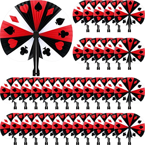 48 Pcs Casino Theme Round Paper Fans Casino Decorations Folding Handheld Fans Game Night Decorative Fans Poker Game Party Foldable Fan for Casino Night Birthday Party Decorations Supplies