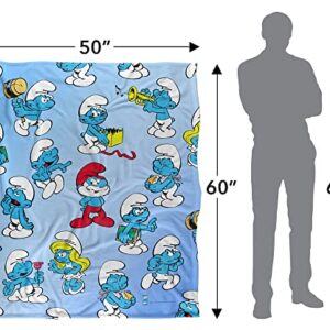 The Smurfs Blanket, 50"x60" Smurfs All Over Silky Touch Super Soft Throw Blanket