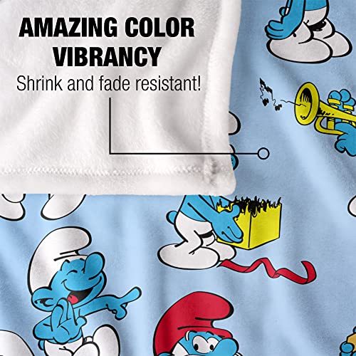 The Smurfs Blanket, 50"x60" Smurfs All Over Silky Touch Super Soft Throw Blanket