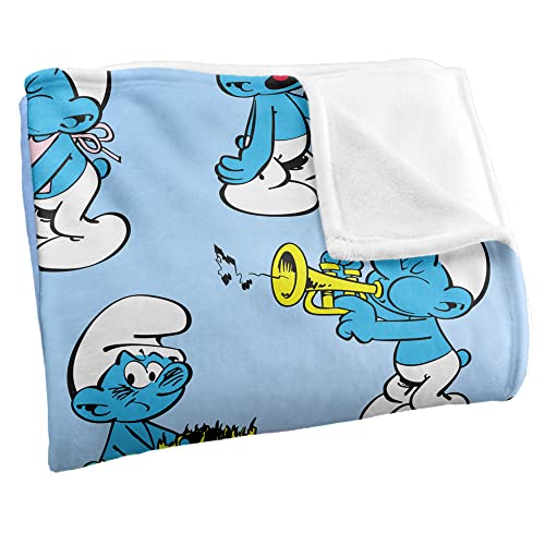 The Smurfs Blanket, 50"x60" Smurfs All Over Silky Touch Super Soft Throw Blanket