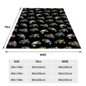 Monster Trucks Blanket Gifts Throw Blankets Birthday Present Soft Blankets for Couch Bedroom Sofa 50x40inch