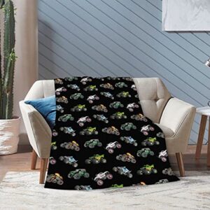 Monster Trucks Blanket Gifts Throw Blankets Birthday Present Soft Blankets for Couch Bedroom Sofa 50x40inch