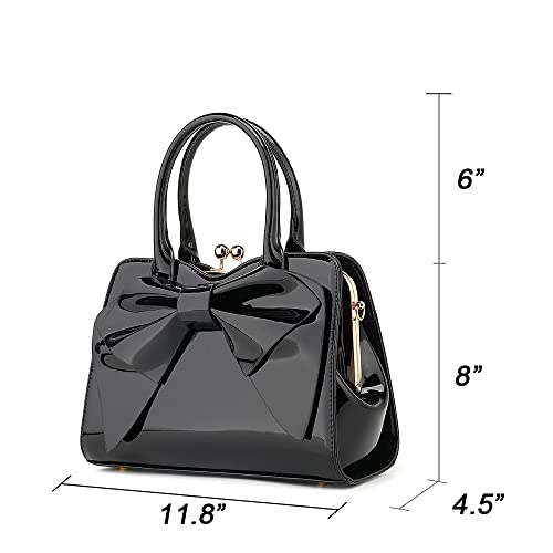 Style Strategy black purses patent leather Satchel handbags for women kiss lock bow tie Shoulder bags crossbody for women