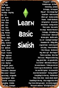 yzixulet how to speak simlish – the basics to the unique language of the sims poster vintage retro metal sign 8×12 inch man cave home wall decor, 8 x 12 inch