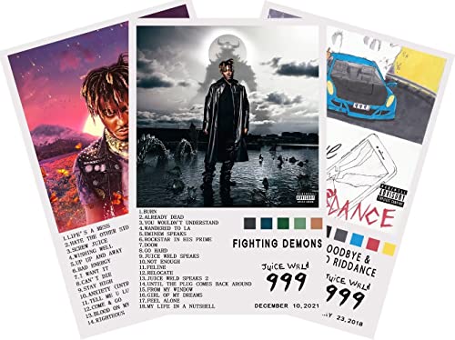 ZDJ A Set of 3 canvas posters,Juice Wrld Poster Album Cover Posters Aesthetics 3 Piece Set,8x12Inch Canvas Prints Unframed Set of 3