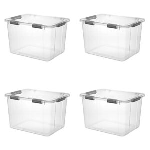 vbatty 80 qt. storage box plastic, flat gray, set of 4