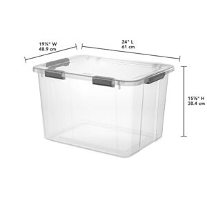 VBATTY 80 Qt. Storage Box Plastic, Flat Gray, Set of 4